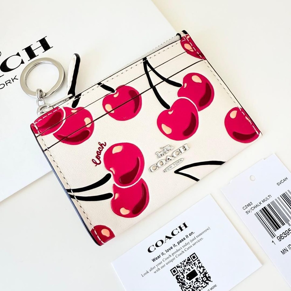 COACH Coach coin case coin purse wallet white red cherry cherry | eBay