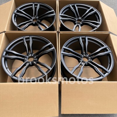 22" SATIN BLACK STAGGERED WHEELS RIMS FIT BMW X5 E70 F15 X6 E71 F16 ...