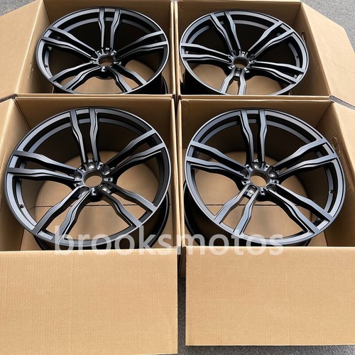 22" SATIN BLACK STAGGERED WHEELS RIMS FIT BMW X5 E70 F15 X6 E71 F16 ...