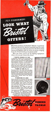 1939 BRISTOL FISHING TACKLE PRINT AD, FLY FISHING, VINTAGE FISHING GEAR ...