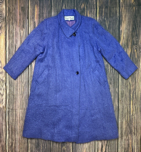 Vintage 80s Wayne Stuart Periwinkle Purple Mohair Long Duster Swing ...