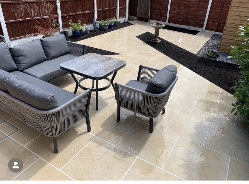 London Beige porcelain paving slabs tiles patio flags | 600x600 | eBay