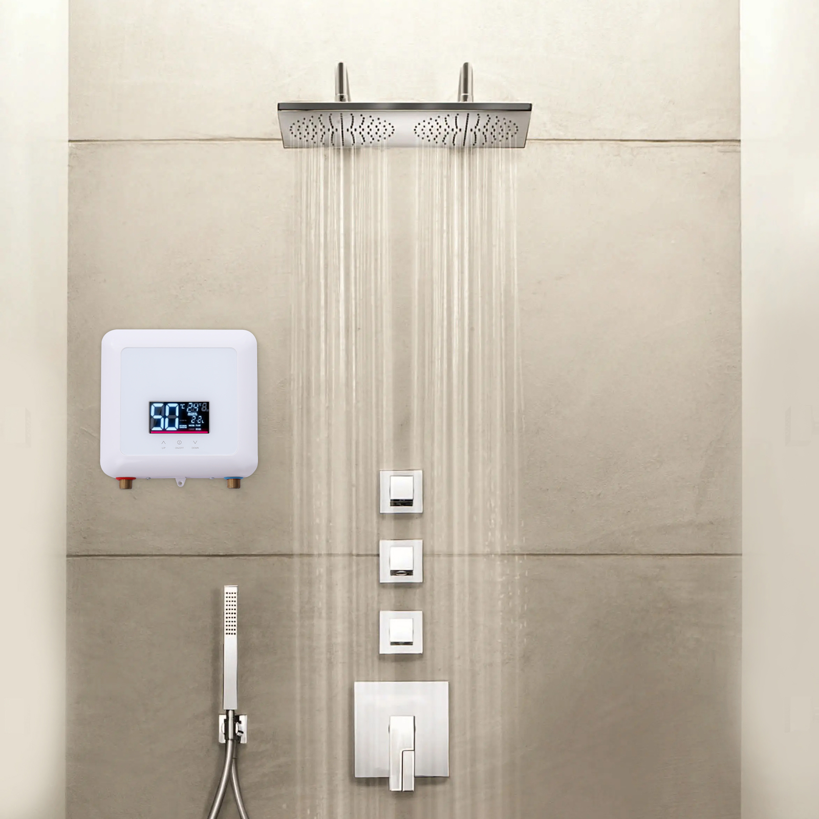 7500W Electric Tankless Water Heater Instant Bathroom Hot Under Sink ...