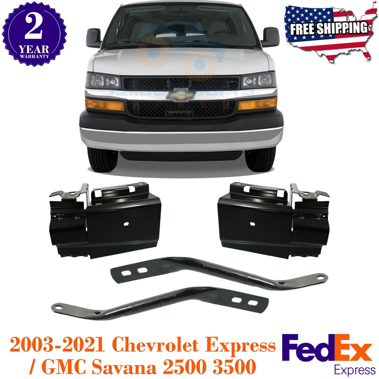 Front Bumper Brackets Kit For 2003-2021 Chevy Express GMC Savana Van ...