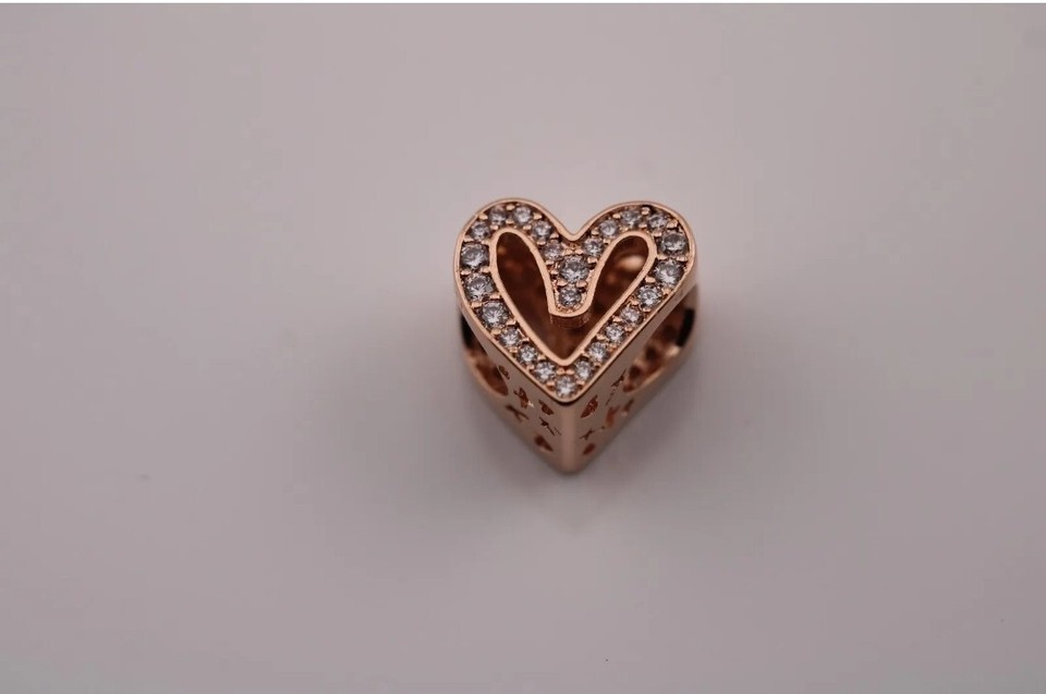 AUTHENTIC Pandora Sparkling Freehand Heart Charm NEW 788692C01 | eBay