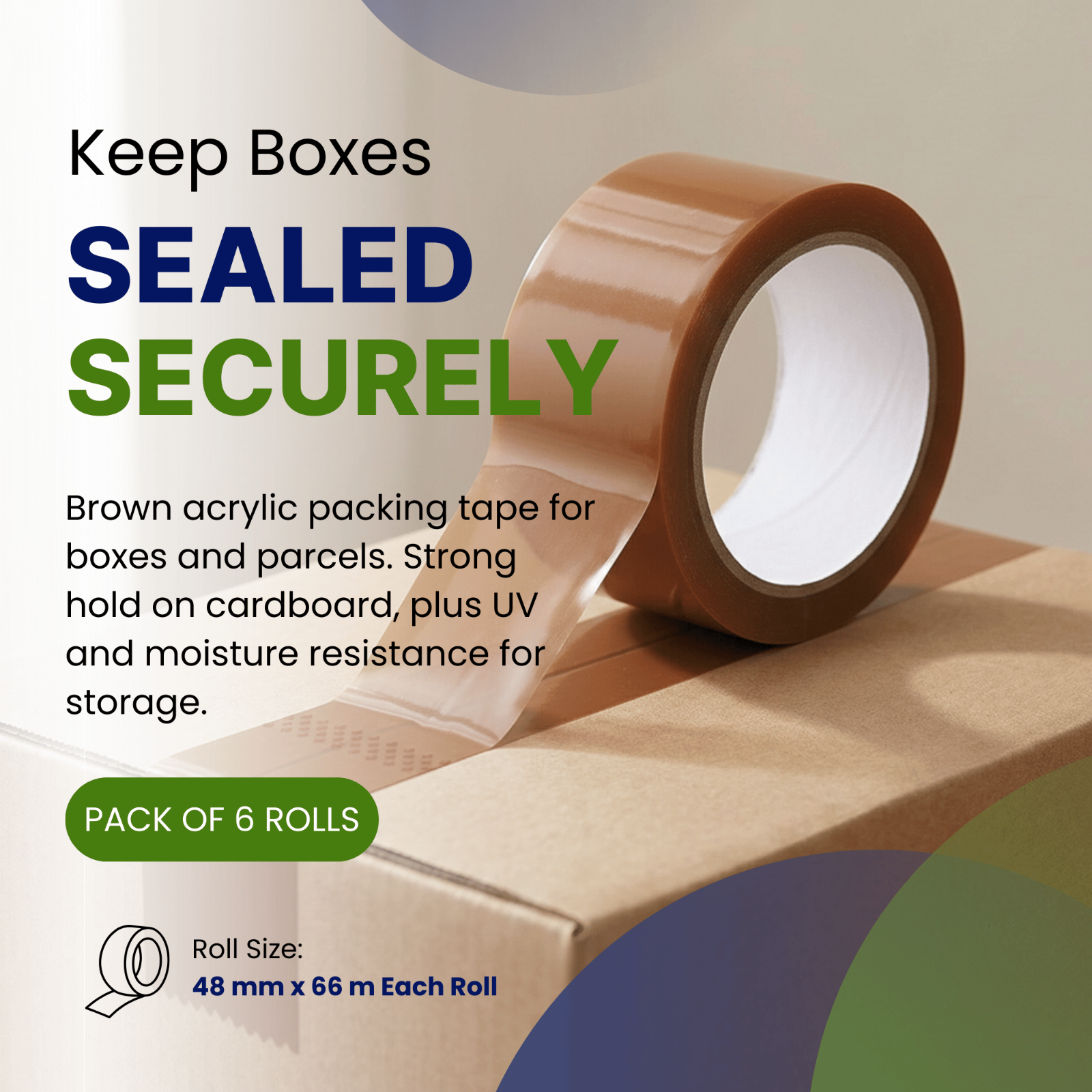 12 Strong Brown Tape Buff Parcel Packing Tape 48MM X 66M Box Sealing ...