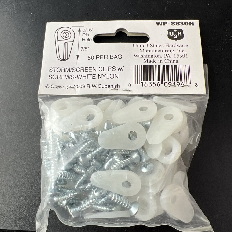 Us Hardware WP-8830H BAG (50) Screen & Storm Window Clips MOBILE HOME ...