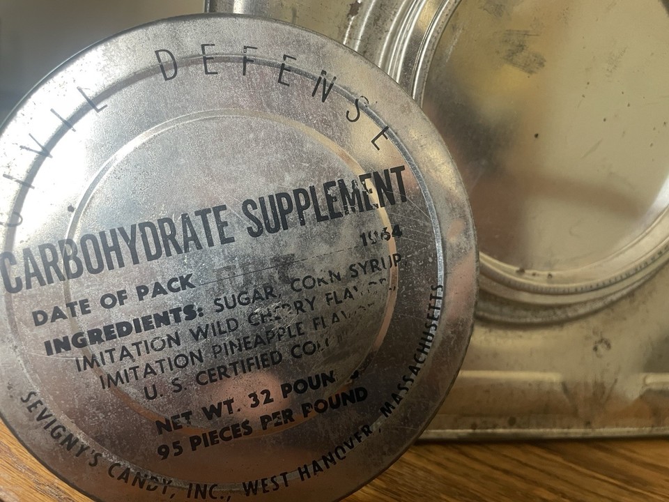 1964 Civil Defense Carbohydrate Supplement Hard Candy Ration Tin Cold ...