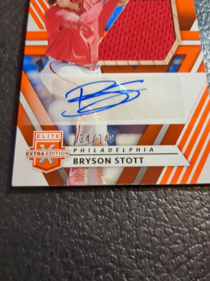 Bryson Stott RPA Orange /149 2020 Elite Extra Edition Future Threads ...