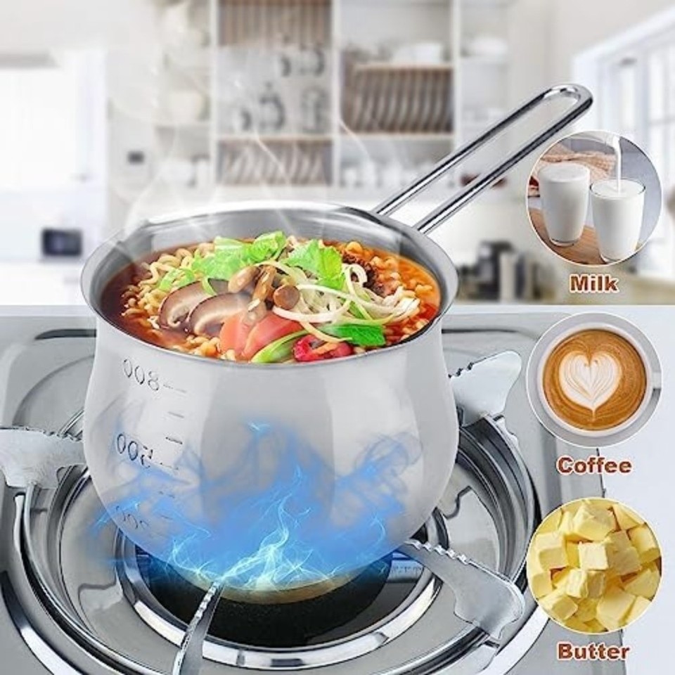 Non-stick Single Hand Pot Stainless Steel Small Pot Coffee Tea Soup ...