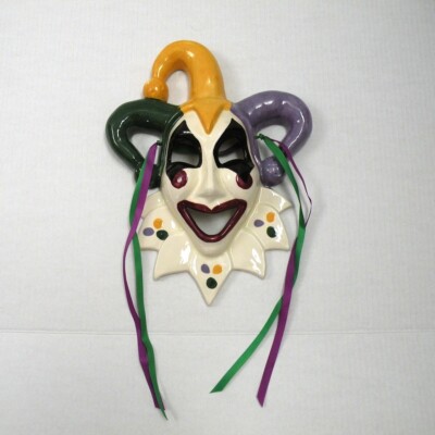 Vintage Joker Jester Signed Carol New Orleans Ceramic Vintage Wall Mask ...