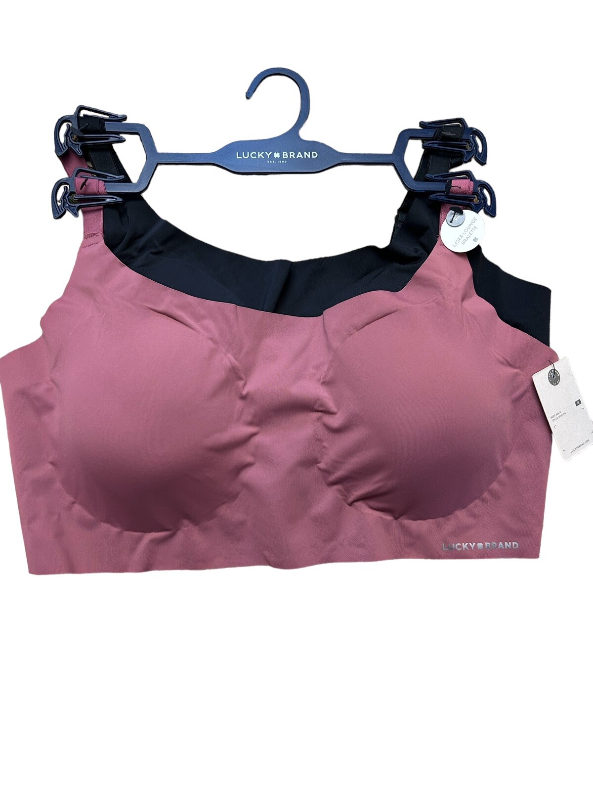 Lucky Brand~2 Pack Seamless Laser Cut Bras Black /Mauve~LV19052X~PLUS ...