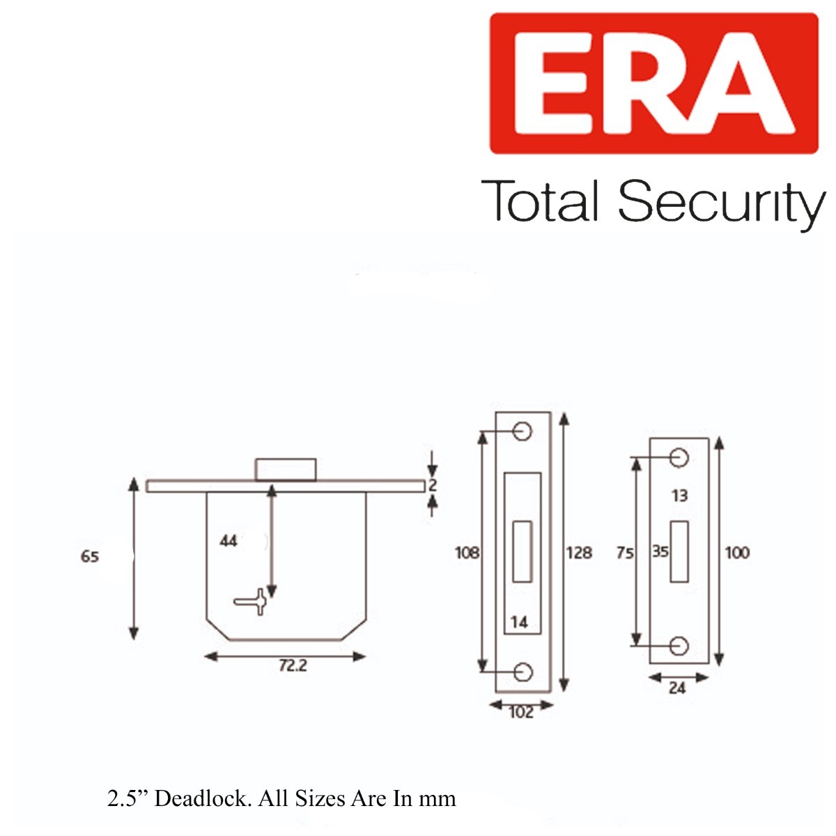 UNIVERSAL SILVER 3 LEVER DEADLOCK 2.5" Mortice Door Bolt Rim Internal ...