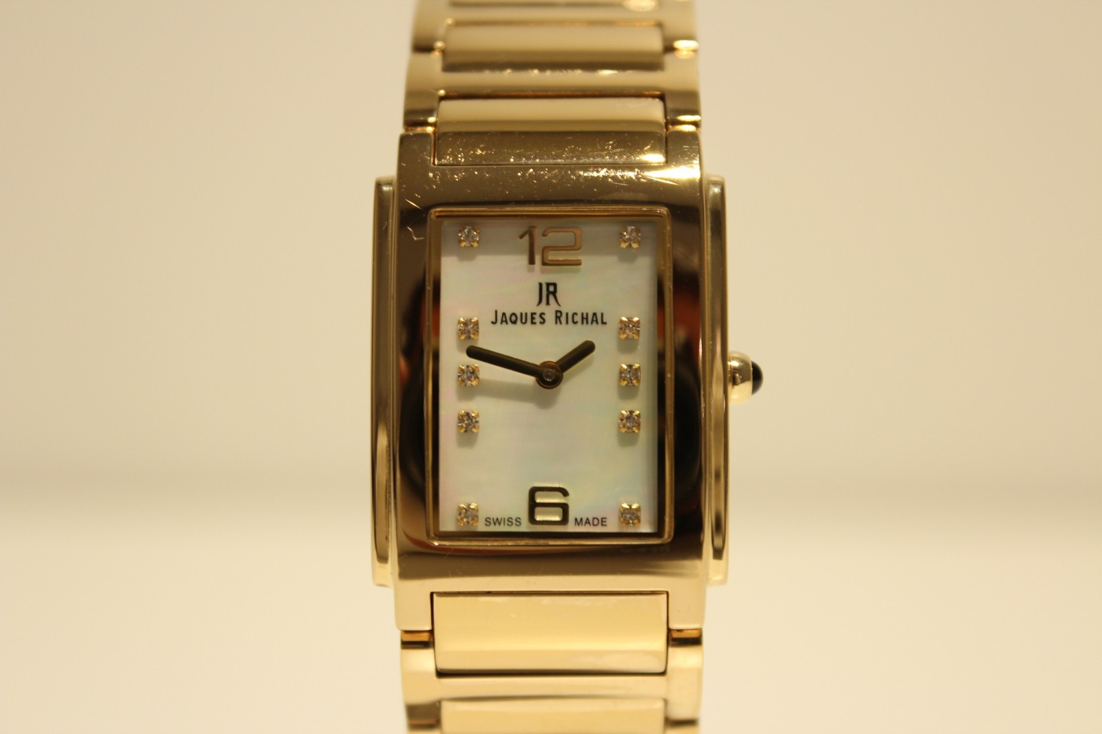 RETRO NICE GOLD PLATED LADIES SWISS QUARTZ WATCH"JAQUES RICHAL"/STONES ...