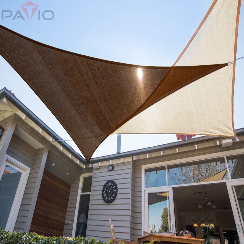 Permeable Outdoor Triangle Sun Shade Sail Mesh for Garden Yard Pool ...
