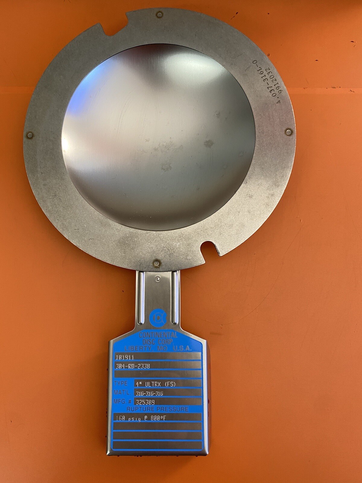 Continental Disc Corp. Rupture Disc 4” ULTRX (FS) 316SS 160PSI 800F | eBay