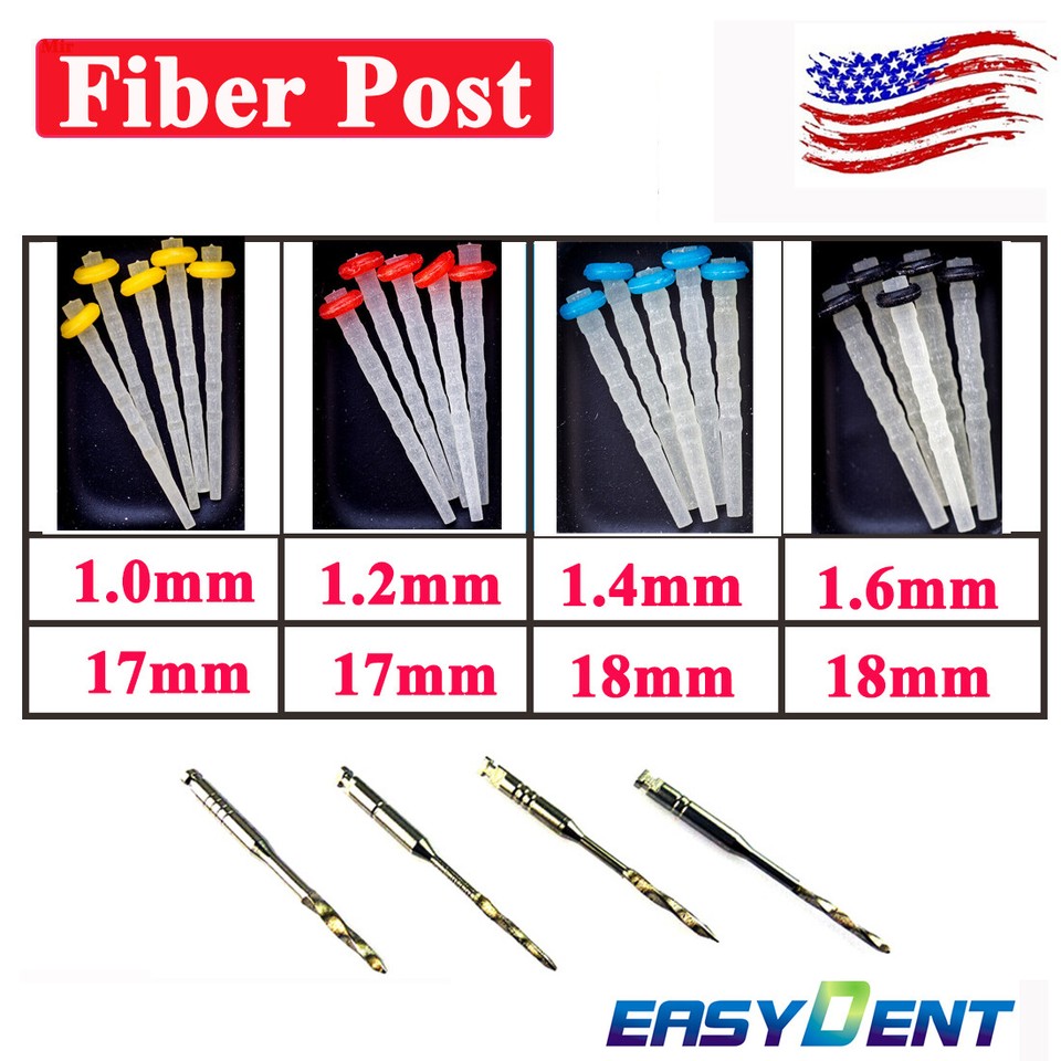 20Pc Dental Endo Fiber Posts Quartz root canal pins Resin Glass Screw ...