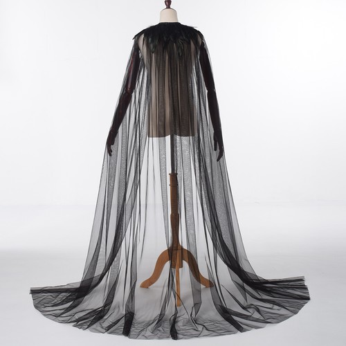 Evil Queen Cosplay Maleficent Cloak Cape Steampunk Feather Collar Witch ...