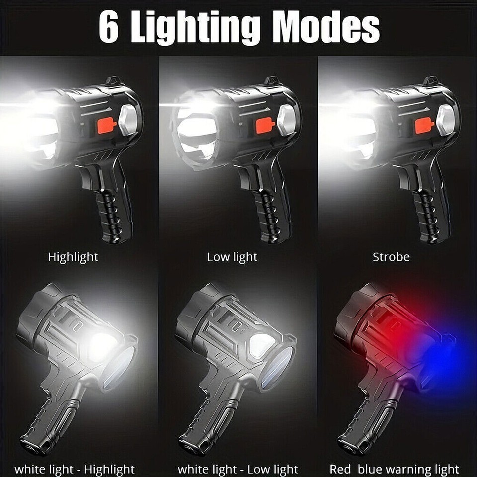 2X Spot Light Hand Held Rechargeable Spotlight Large Flashlight Torch ...