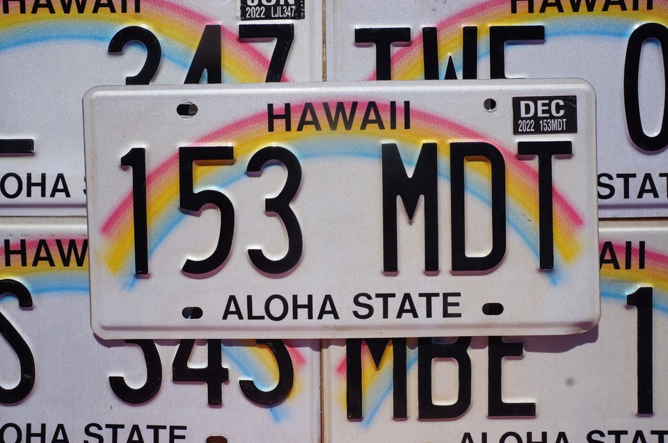 HAWAII LICENSE PLATES - RAINBOW ALOHA STATE Graphic License Plate Tags ...