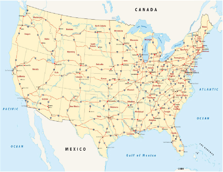 Laminated US Interstate Highway Map (66 x 51 cm) Poster | eBay