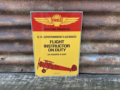 Vintage Shell Aviation Sign Fuel Oil Porcelain Metal Advertising Sign ...