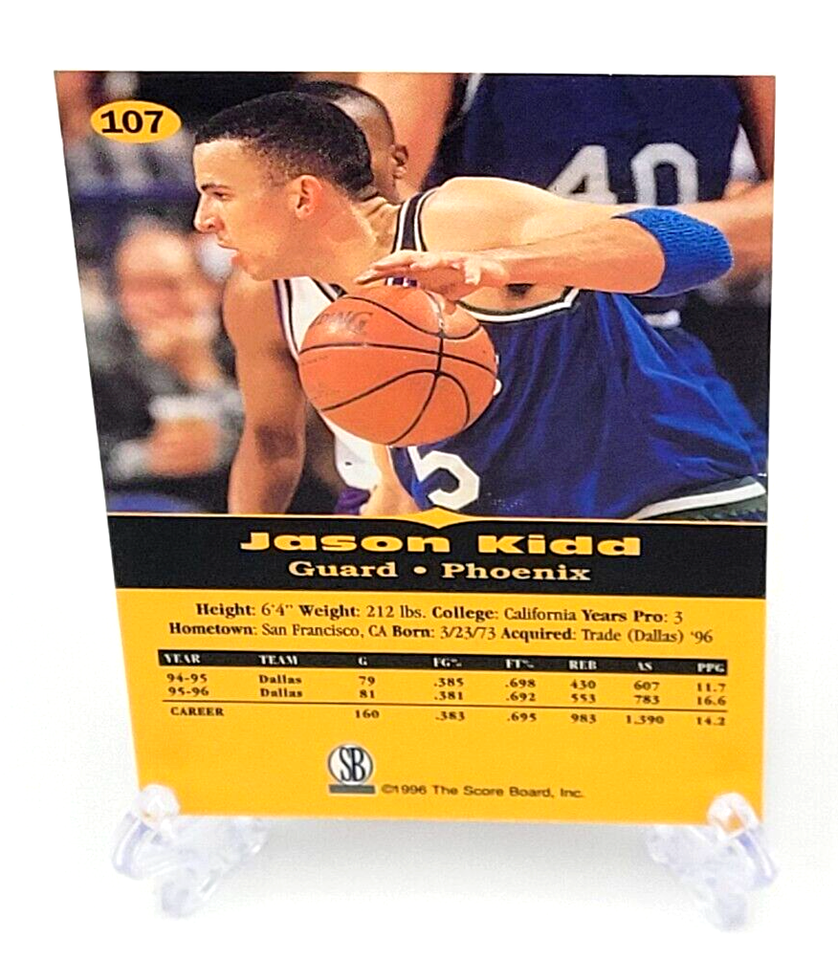 1996-97 Score Board All Sport Plus Jason Kidd Dallas Mavericks #107 HOF ...