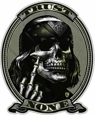 Trust None Punk Skull Biker F Off Logo US Dollar Style Vinyl Sticker ...