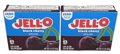 Jello Zero Sugar Black Cherry Gelatin Dessert 0.3 oz (2 Boxes ) | eBay