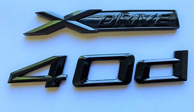 2 x GLOSS BLACK X DRIVE XDRIVE 40d 4.0d REAR BOOT BADGE FITS BMW X1 X3 ...