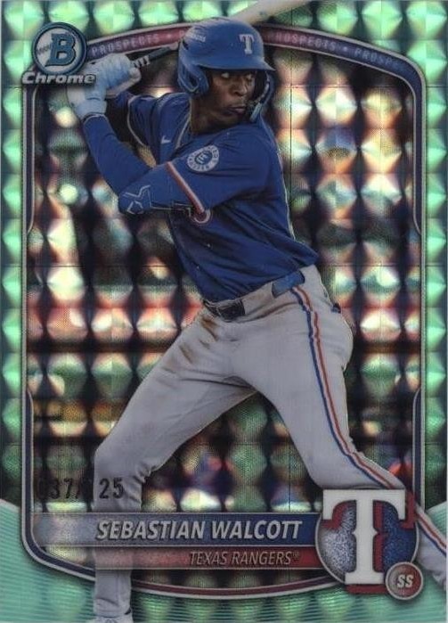 2025 Bowman Draft - Chrome Sebastian Walcott #BDC-169 Aqua Geometric ...