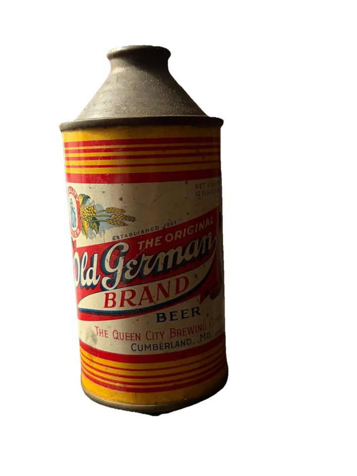 CONE TOP BEER CAN - Old German Brand - Queen City Brewing Cumberland ...
