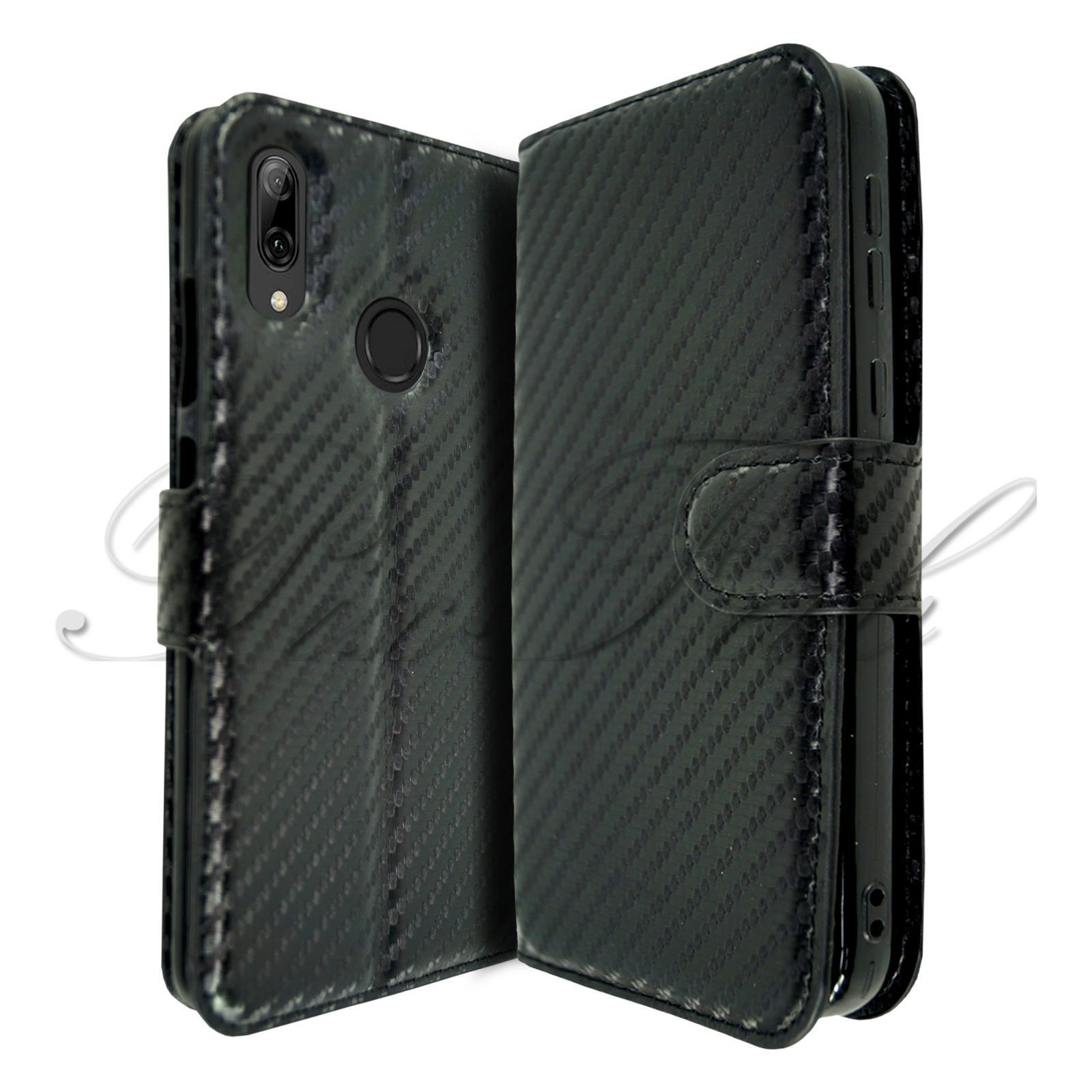 Case For Huawei P Smart 2019 New Black Leather Phone Book Wallet ...