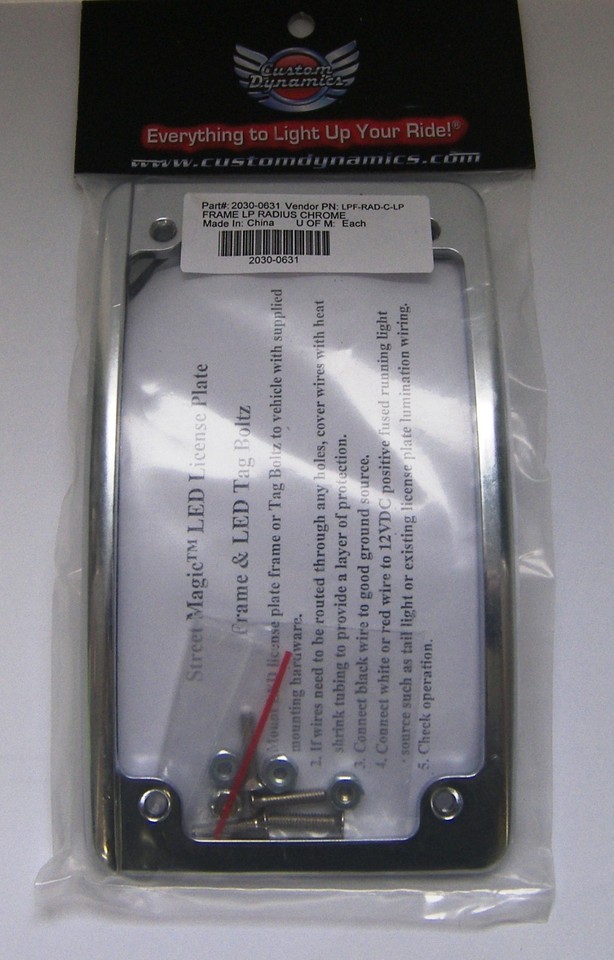 Curved LED Motorcycle License Plate Frame in Chrome Finish from Custom ...