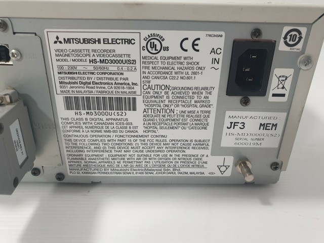 Mitsubishi HS-MD3000U(S2) Medical VCR VHS MD3000 HI-FI Video Cassette ...