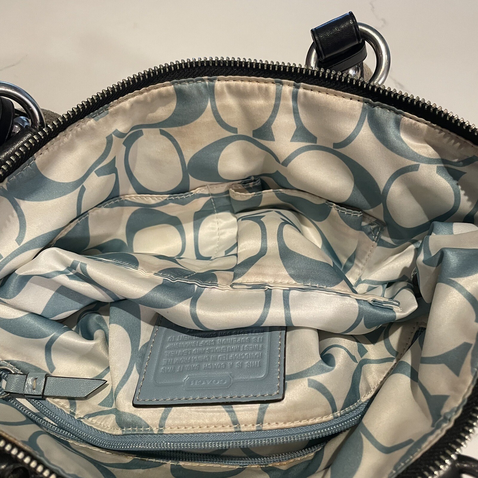 Coach Hamptons Shoulder Tote Handbag 11745 Med. Sz. Black Satin Nylon ...