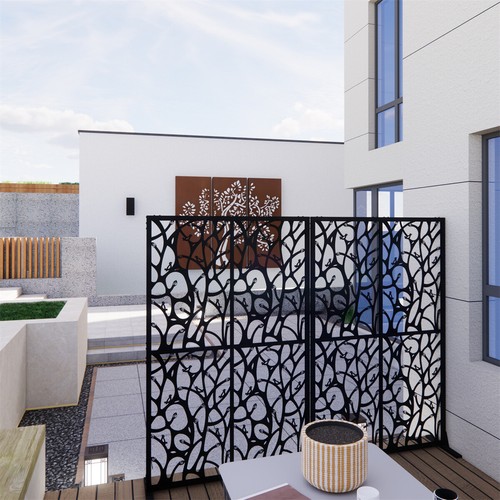 Metal Panels Decorative Divider Wind Outdoor Garden Privacy Dividers ...