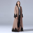 Dubai Lace Cardigan Muslim Women Open Front Robe Islamic Maxi Dress ...