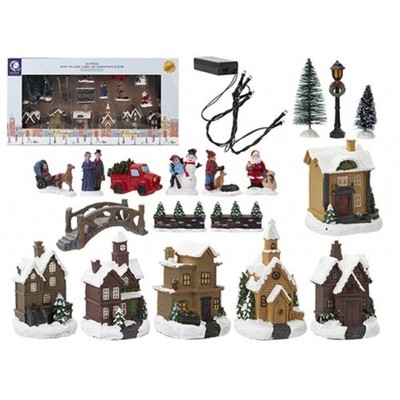 Mini Village Christmas Scene People Resin Town Miniature Figures ...