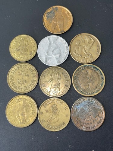 NUDE FLIPPER HEADS I WIN ~ TAILS YOU LOSE TOKEN ADULT TOKENS NOVELTY 10 ...