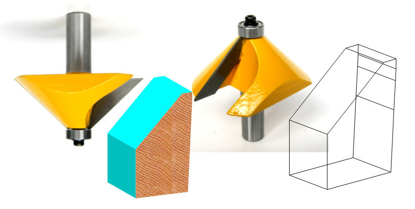 1 PC 1/2" Shank 1" Cutting Depth Edge Forming 45° Chamfer Router Bit ...