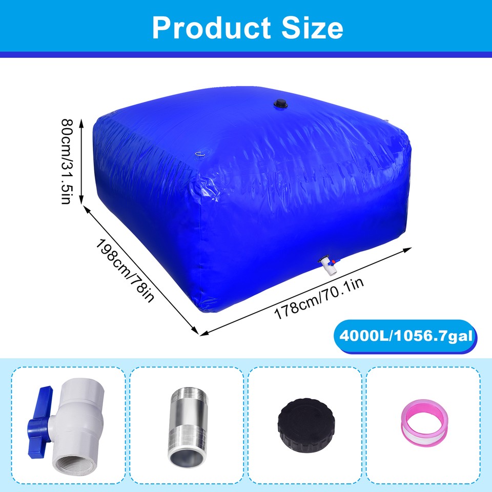 foldable Water Storage Bladder 792-1056 Gal PVC Portable Water Tank NEW ...