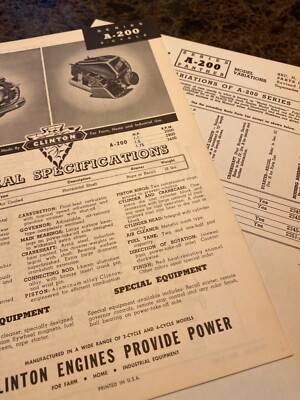 clinton engine series a-200 illustrated parts list,antique clinton ...
