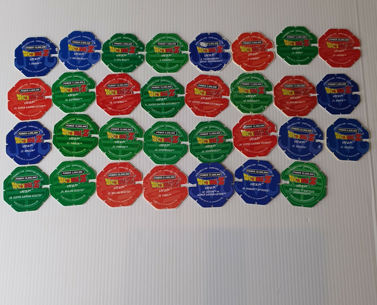 Vintage 1990s Dragon Ball Z DBZ Dizk Tazo Bulk Lot 31 Discs Vegeta Goku ...