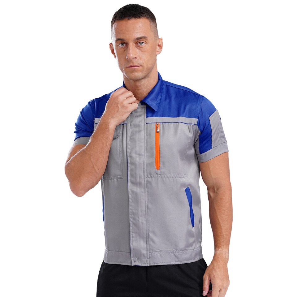 Mens Tops Mechanic Jacket With Pockets Shirt Engineering Workwear ...