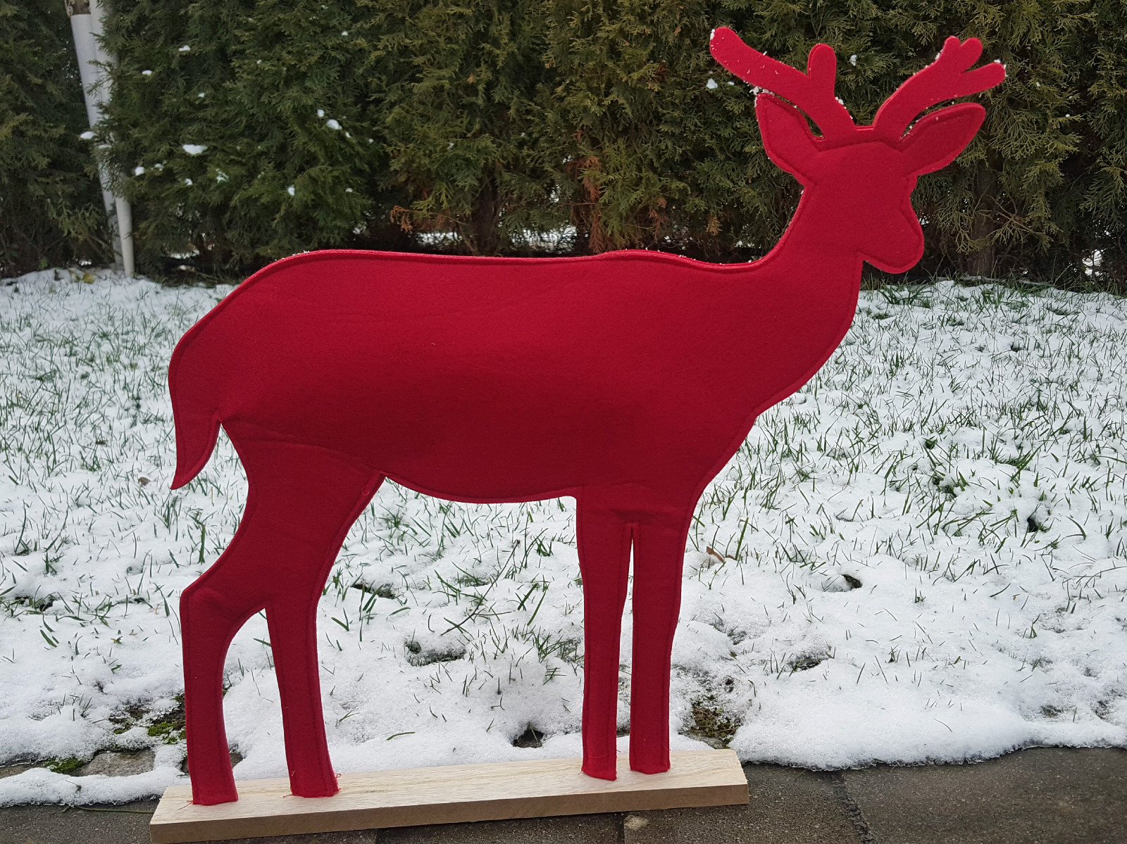 XL Hirsch Rentier rot Filz frei stehend 50 x 50 cm Weihnachten Deko ...
