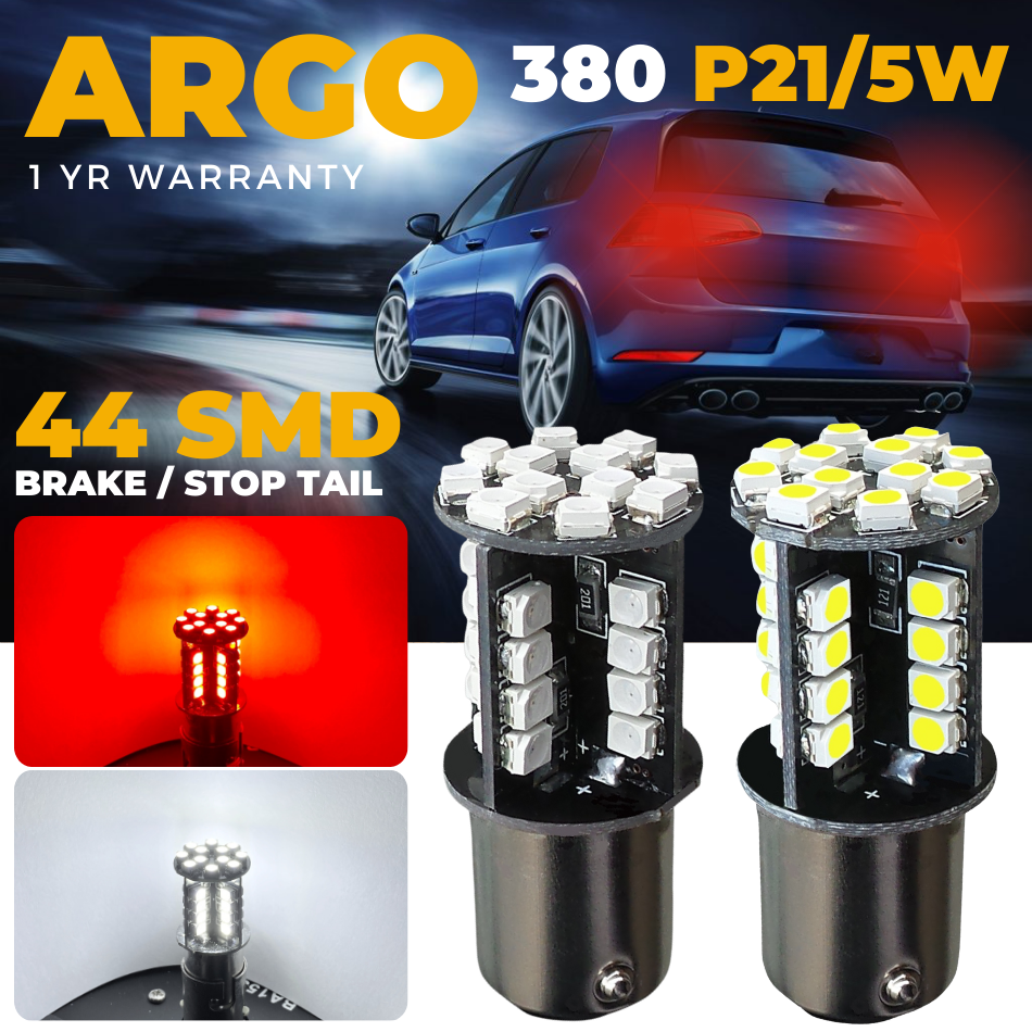 380 P21/5w Led Brake Light Bulbs White Red 44 Smd Bay15d Stop Tail ...