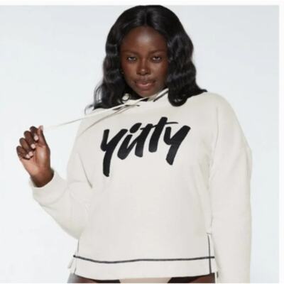Fabletics Yitty Major Label Cream Contrast Stitch Fleece Hoodie Women ...