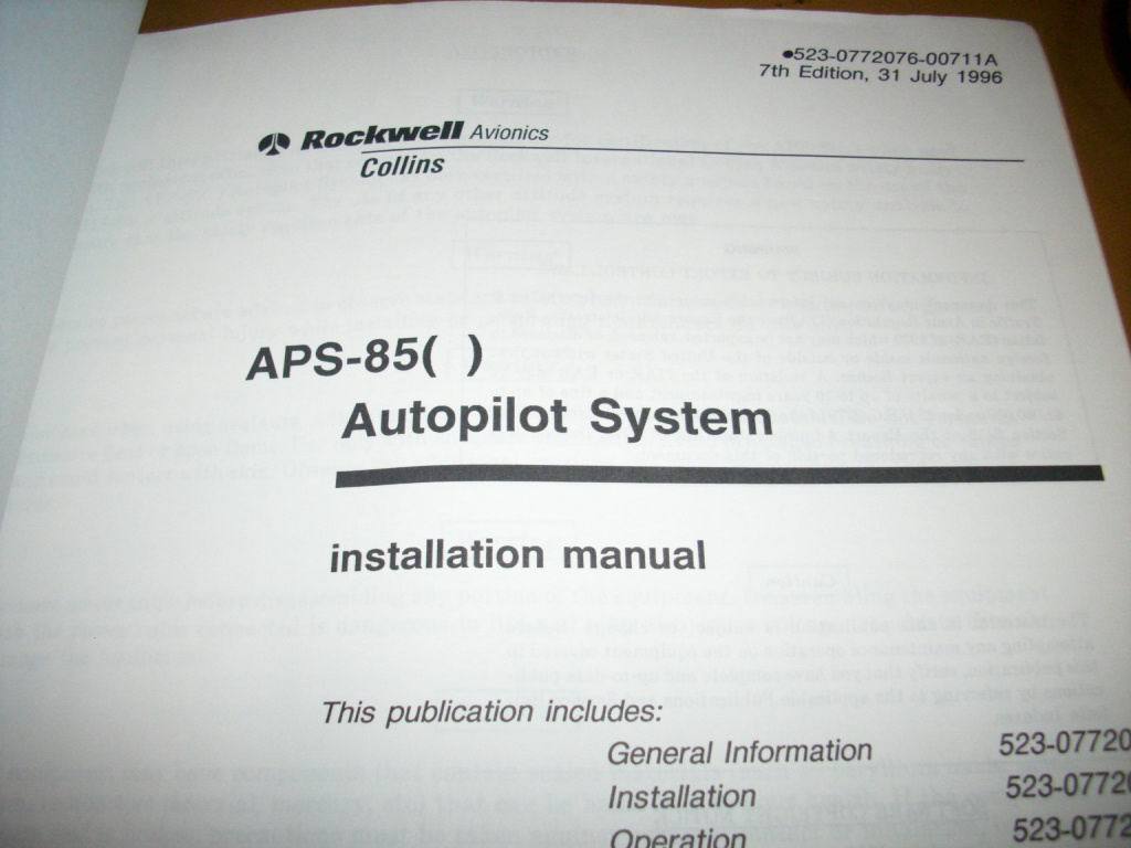 Collins APS 85 Autopilot Install & Ramp Maintenance Manual | eBay