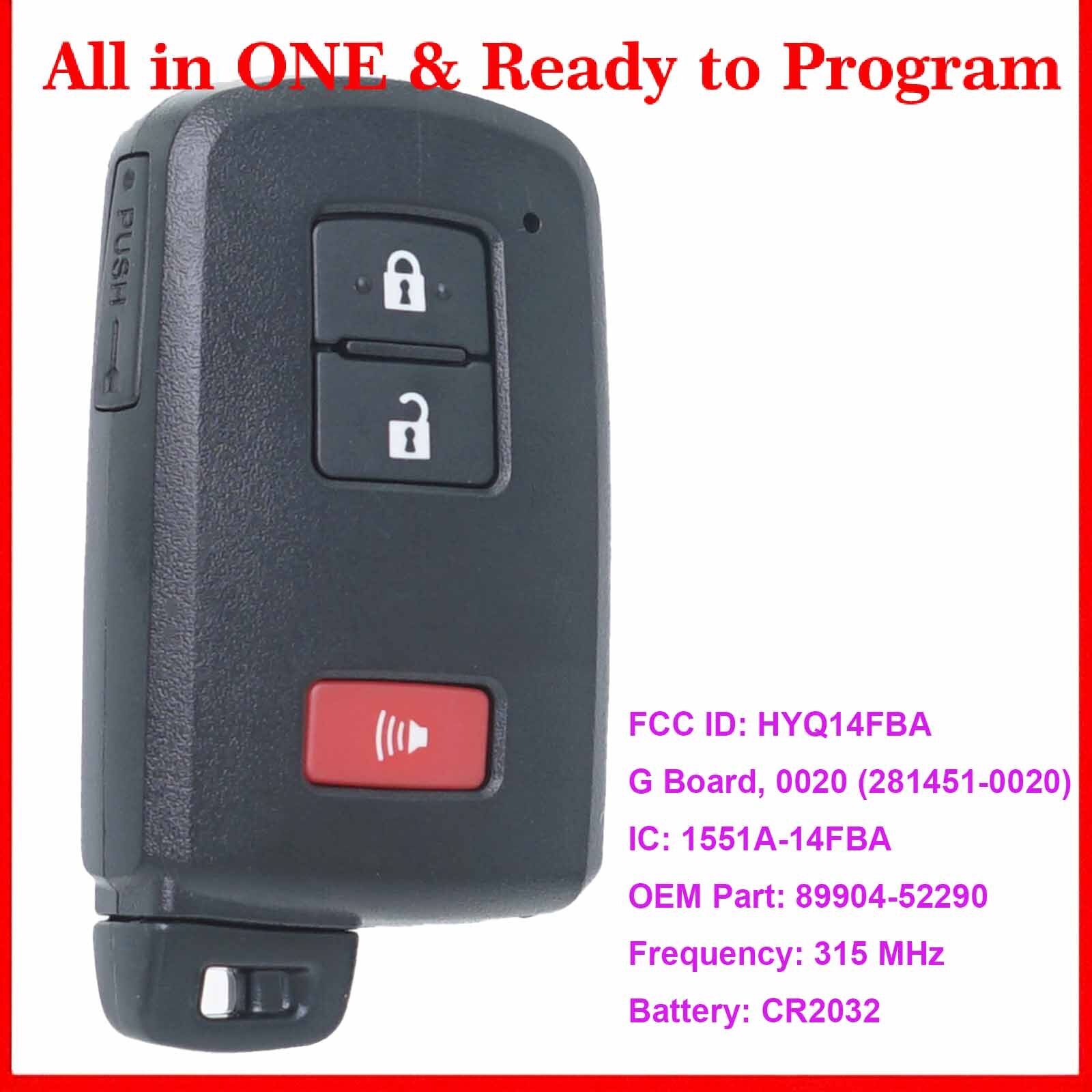 Keyless Remote Car Key Fob for Toyota TACOMA TUNDRA SEQUOIA HYQ14FBA ...